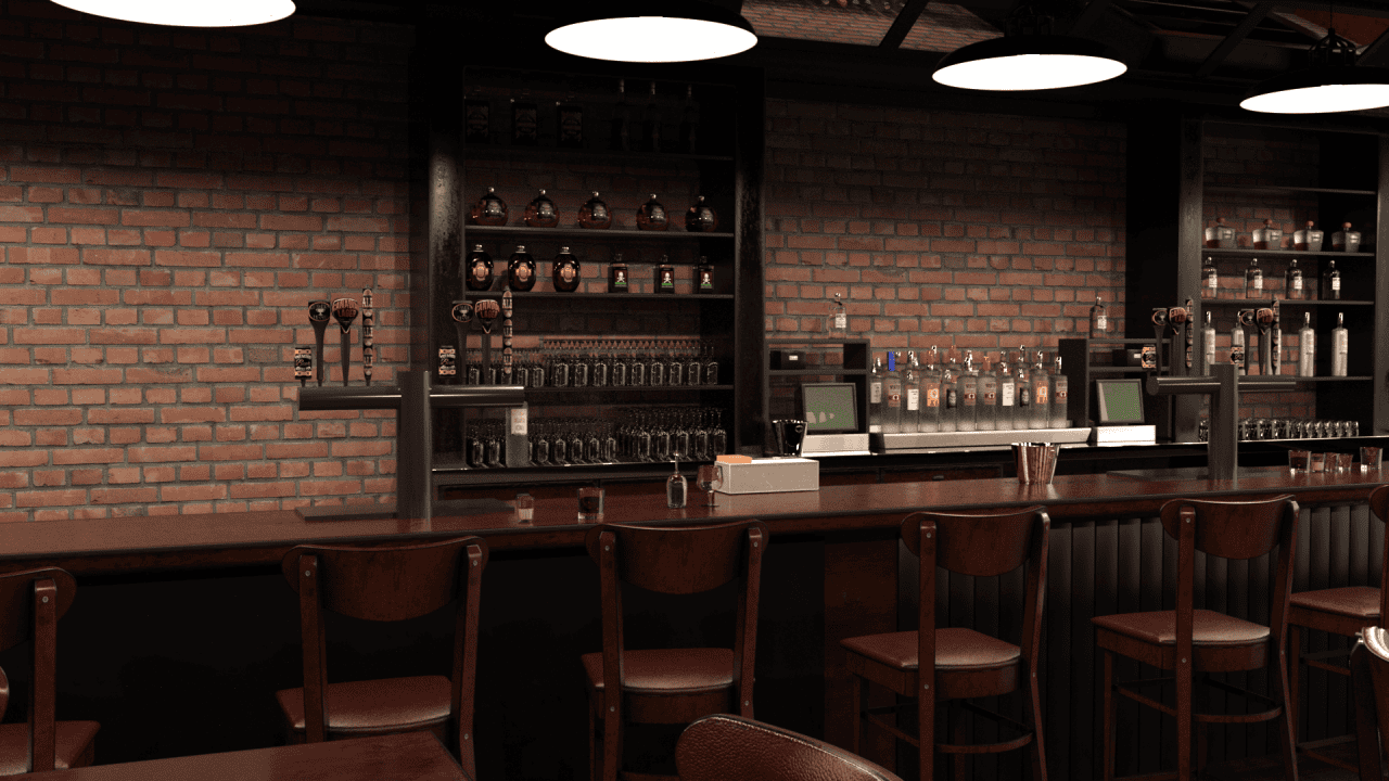 Bar 3d Model with Character Poses - RenderGuide.com