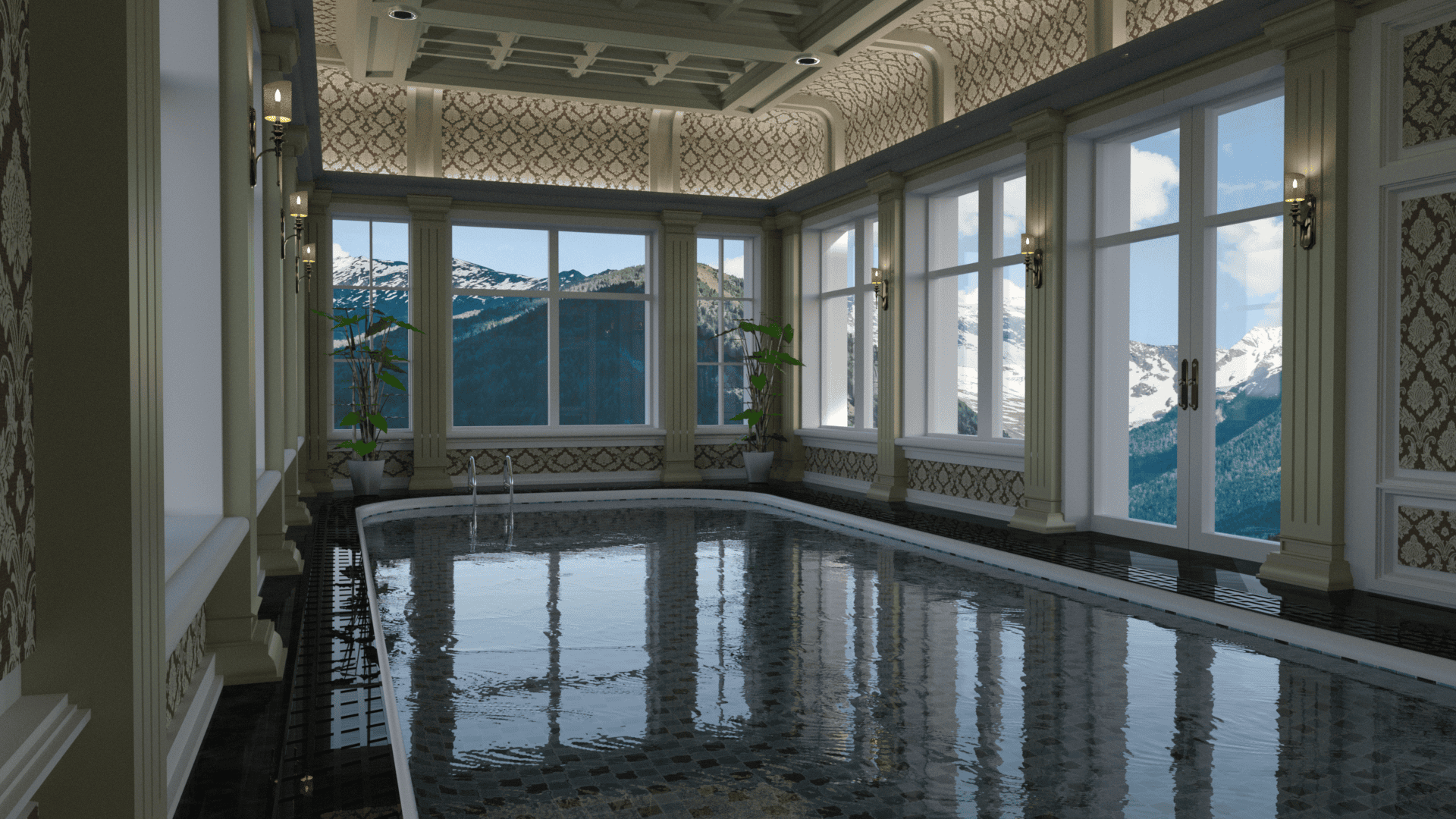 Classic Indoor Pool 3d Model - RenderGuide.com