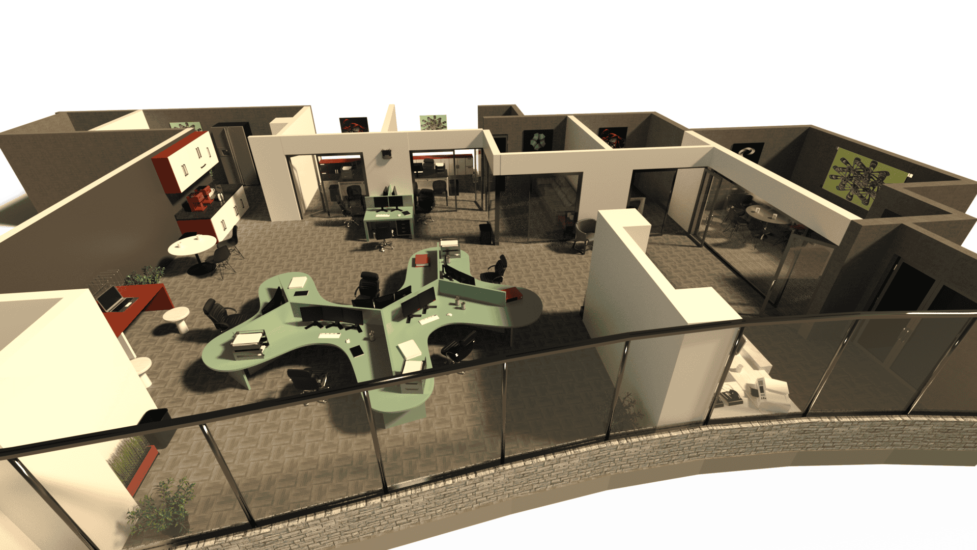 Modern Office Space 3d Model - RenderGuide.com