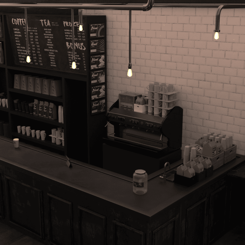 Trendy Coffee Shop 3d Model - RenderGuide.com